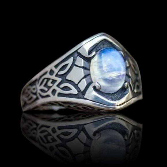 Accessories | Mens 925 Sterling Silver Oval Moonstone Vintage Thai Ring ...